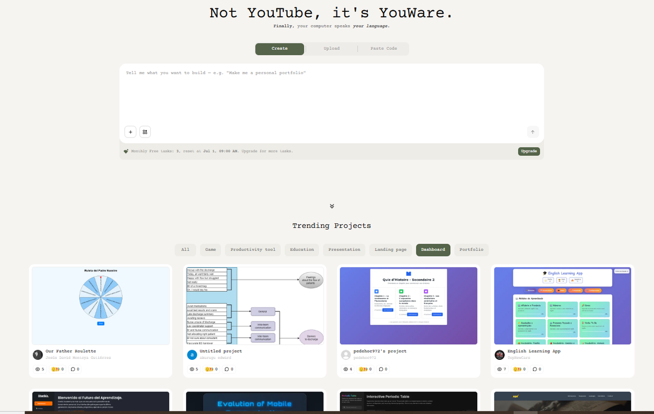 YouWare 완전 가이드: AI가 코딩해주는 시대가 왔다 - TILNOTE